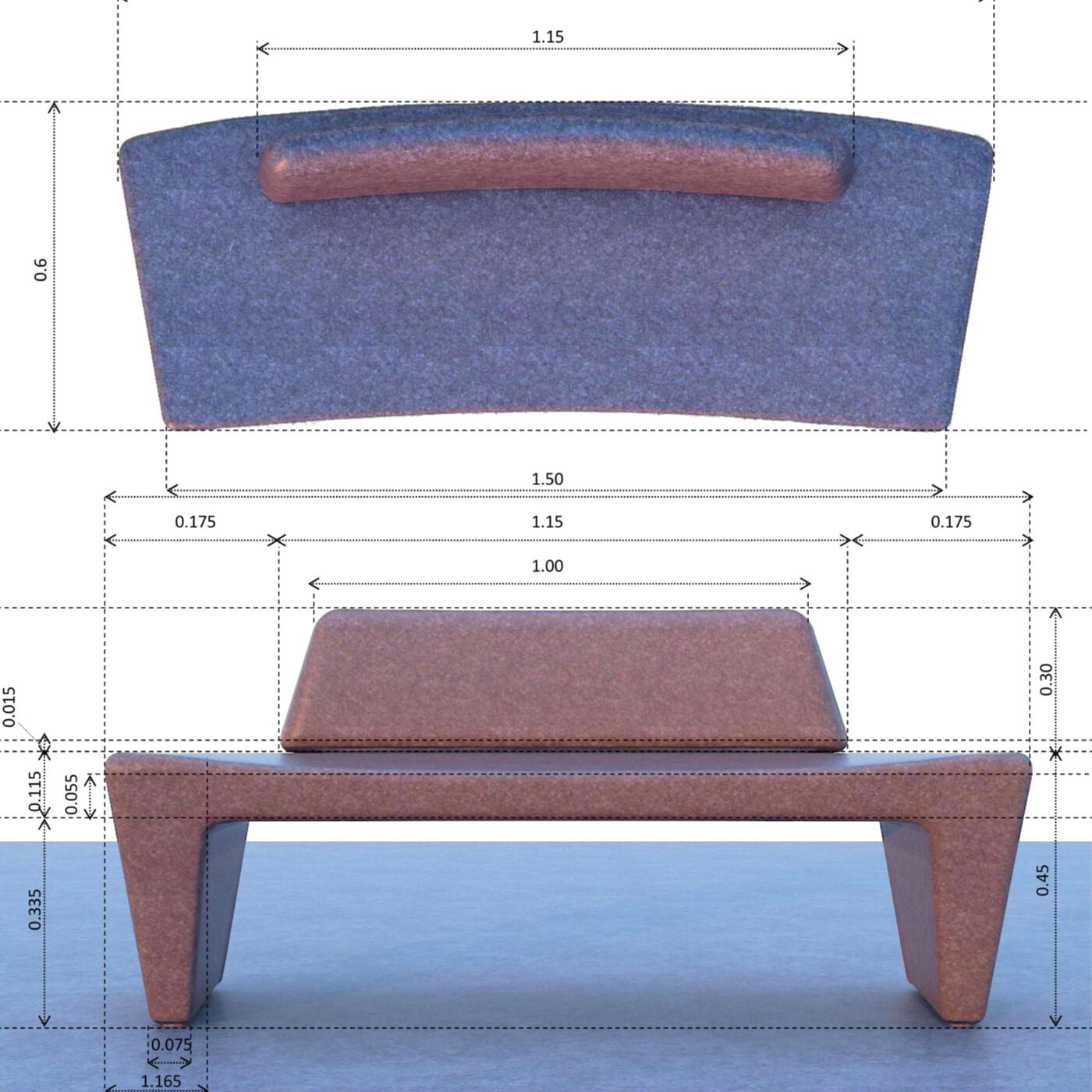 Terrazo Curvy Bench